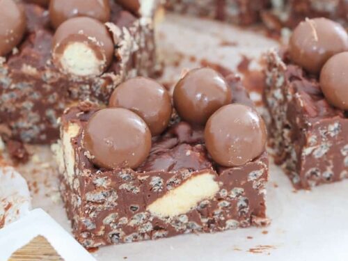 Chocolate Crackle Malteser Slice