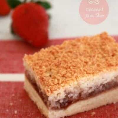 Coconut Jam Slice (a classic & simple recipe) - Bake Play Smile