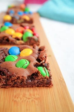 M&M Brownies | Chocolate Brownie Slice - Bake Play Smile