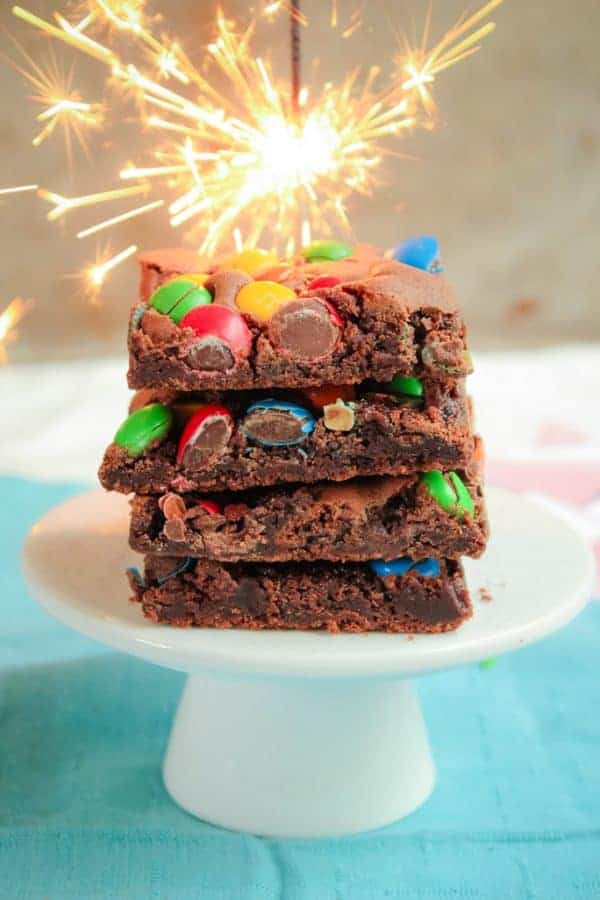 M&M Brownies | Chocolate Brownie Slice - Bake Play Smile
