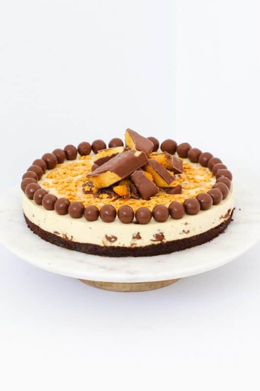 Crunchie & Malteser Cheesecake | No-Bake - Bake Play Smile