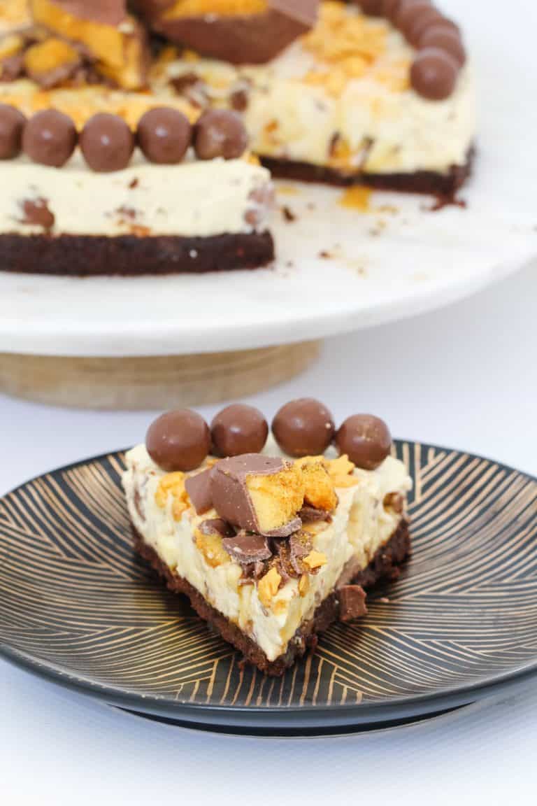 Crunchie & Malteser Cheesecake | No-Bake - Bake Play Smile