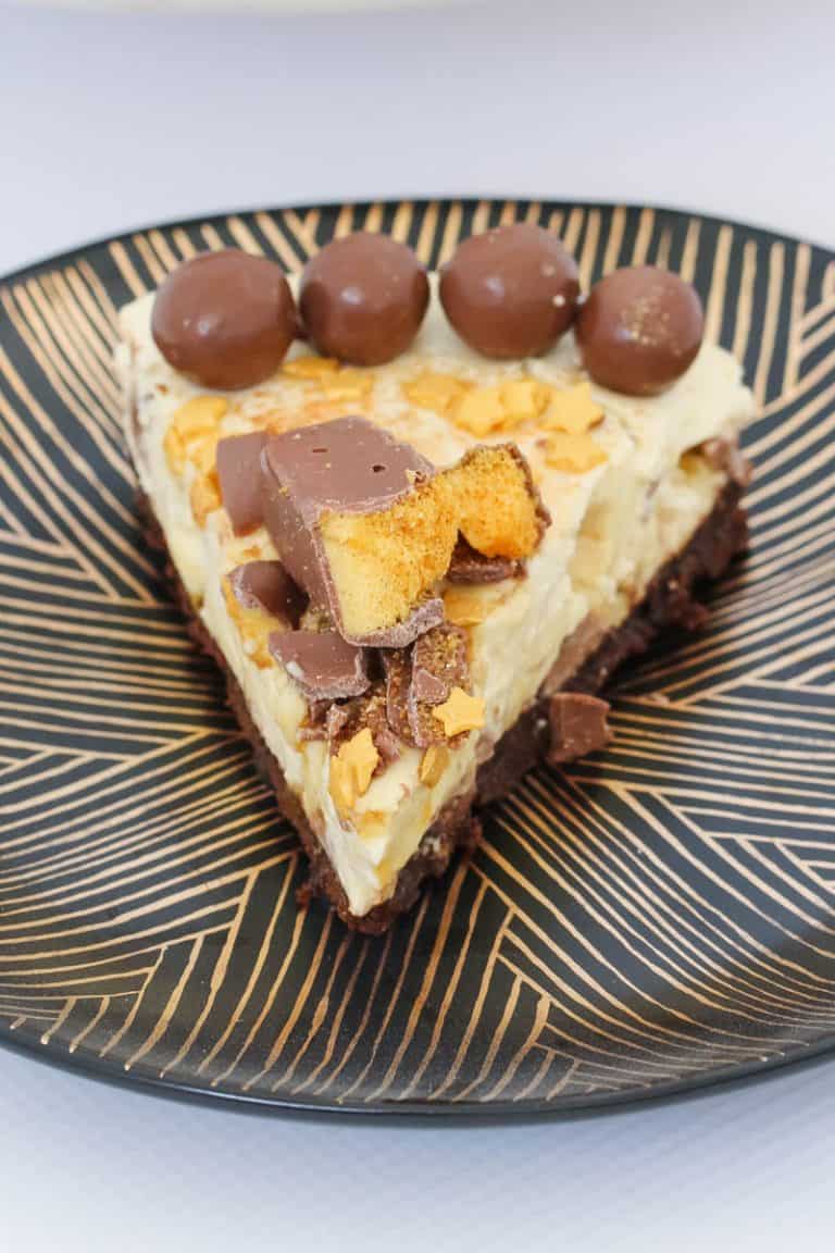 Crunchie & Malteser Cheesecake | No-Bake - Bake Play Smile