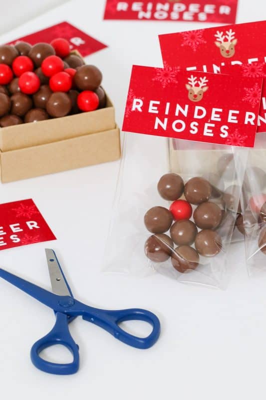 Reindeer Noses - Free Christmas Printable Gift Bag - Bake Play Smile