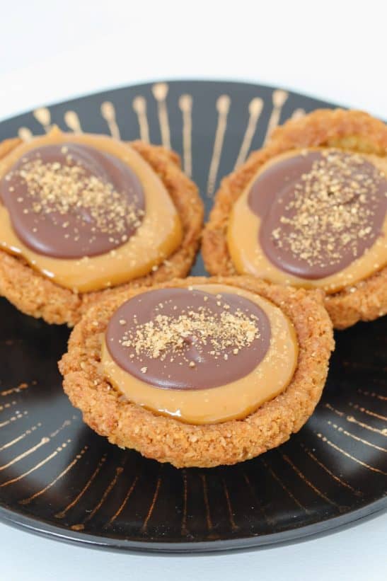 Chocolate & Caramel Butternut Snap Tartlets - Bake Play Smile