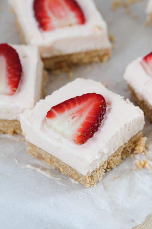 No Bake Strawberry Cheesecake Slice - Bake Play Smile