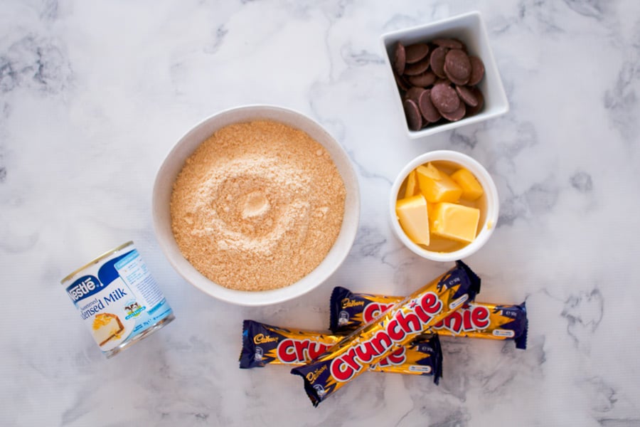 Chocolate Crunchie Slice | No-Bake Honeycomb Slice - Bake Play Smile