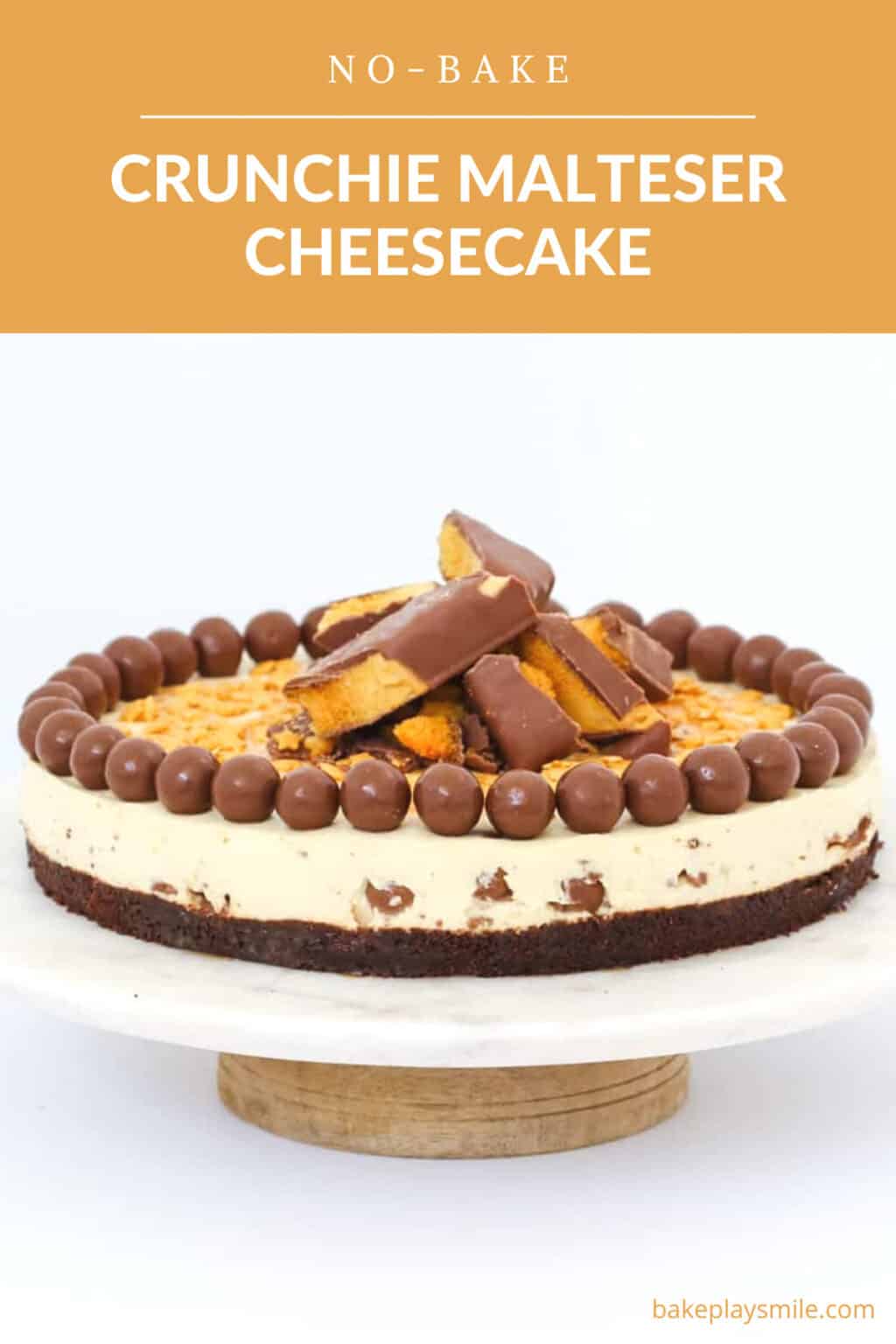 Crunchie & Malteser Cheesecake | No-Bake - Bake Play Smile