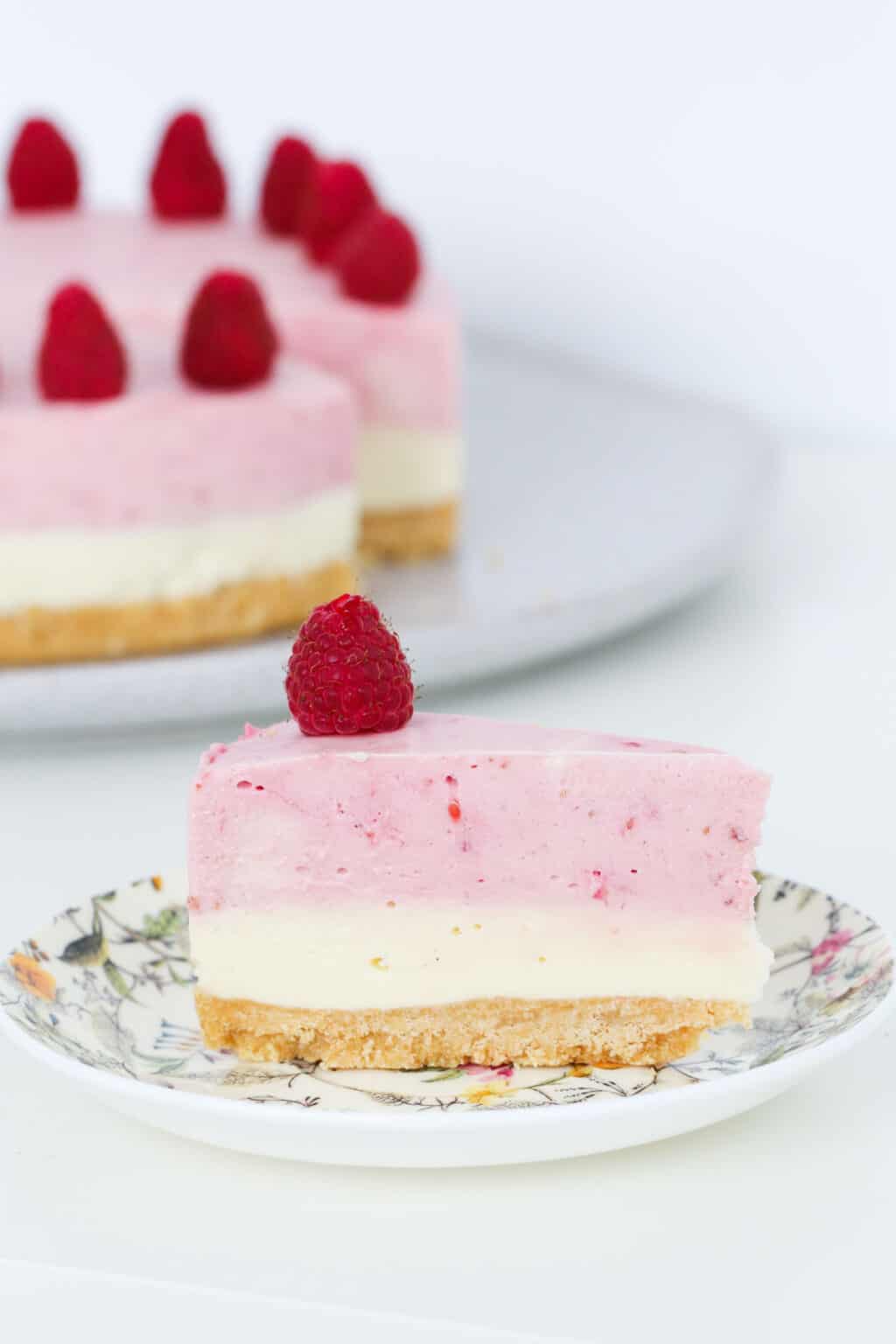 No Bake White Chocolate Raspberry Cheesecake - Bake Play Smile