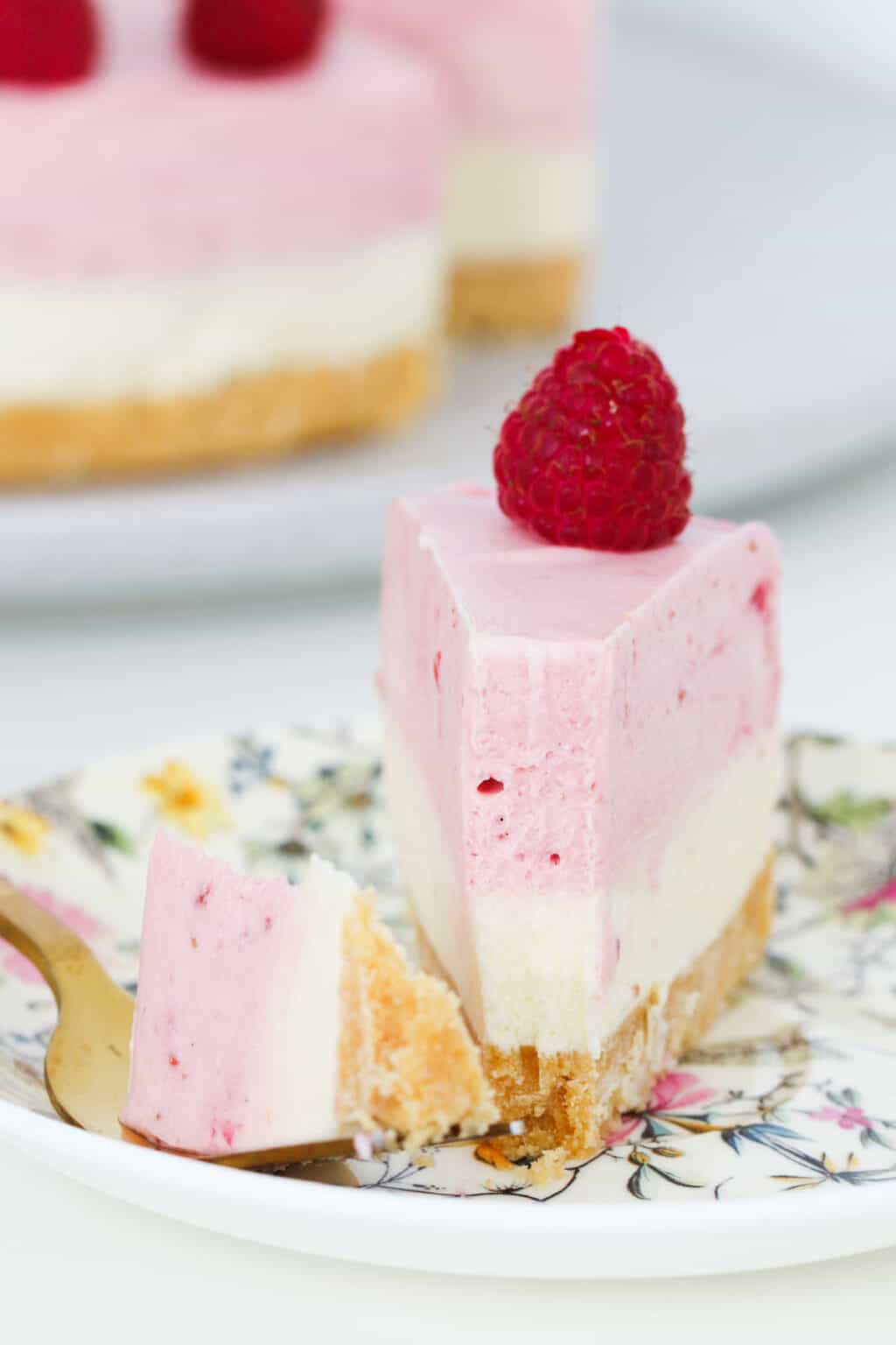 No Bake White Chocolate Raspberry Cheesecake - Bake Play Smile