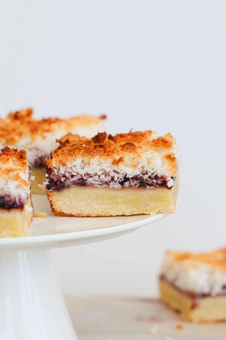 Raspberry Coconut Slice - Bake Play Smile