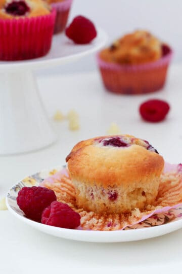 Raspberry And White Chocolate Muffins - Bake Play Smile