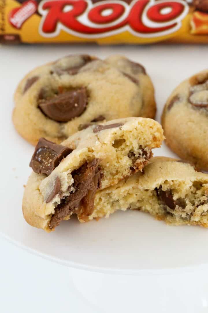 Rolo Chocolate Chip Cookies - Bake Play Smile