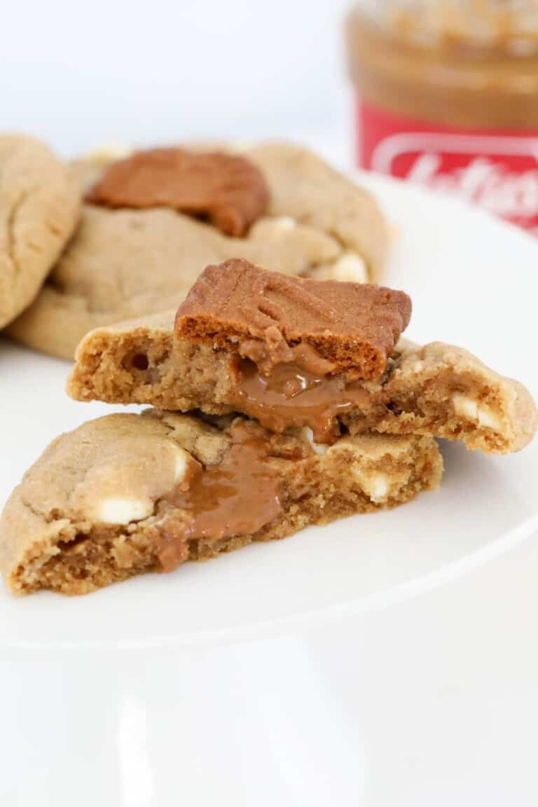 Cafe-Style White Chocolate & Biscoff Cookies - Bake Play Smile