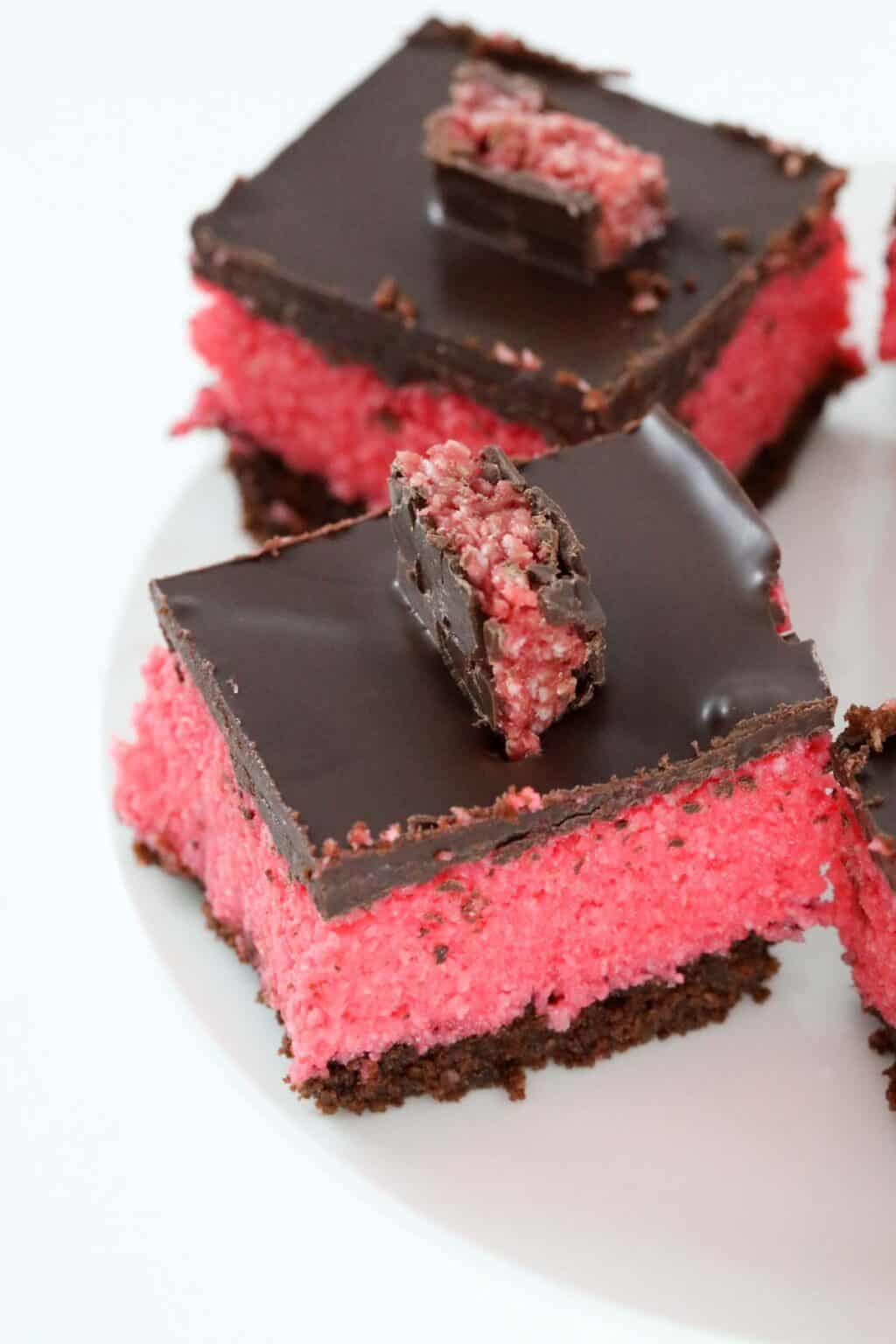 No-Bake Chocolate Cherry Ripe Slice - Bake Play Smile