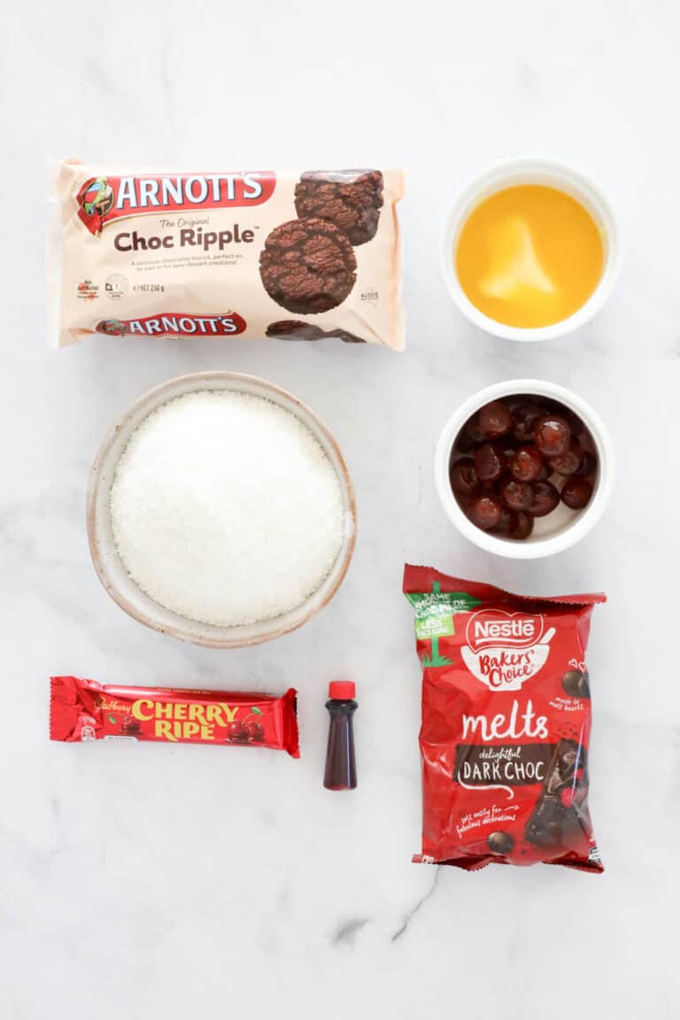 No-Bake Chocolate Cherry Ripe Slice - Bake Play Smile