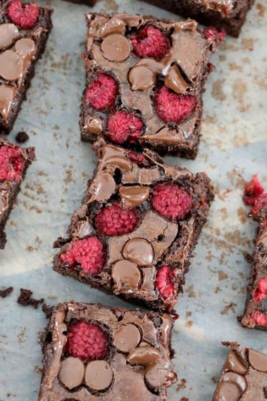 Fudgy Chocolate Raspberry Brownies - Bake Play Smile