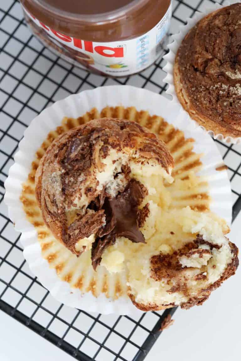 Cafe Style White Chocolate & Nutella Muffins - Bake Play Smile