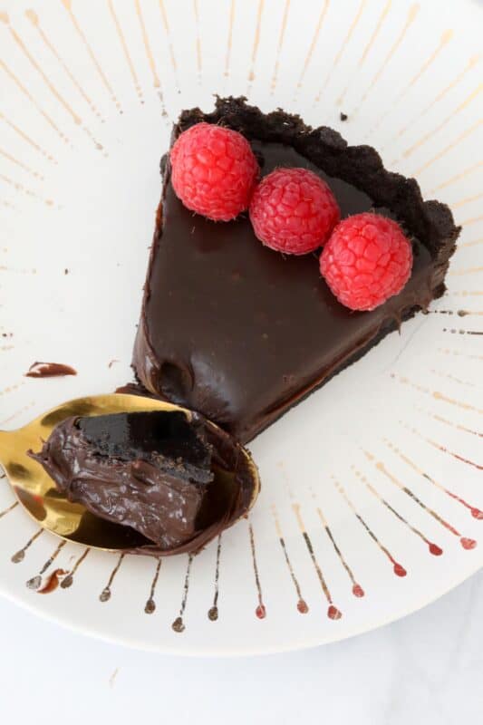 Super Easy 5 Ingredient Raspberry Chocolate Ganache Tart - Bake Play Smile