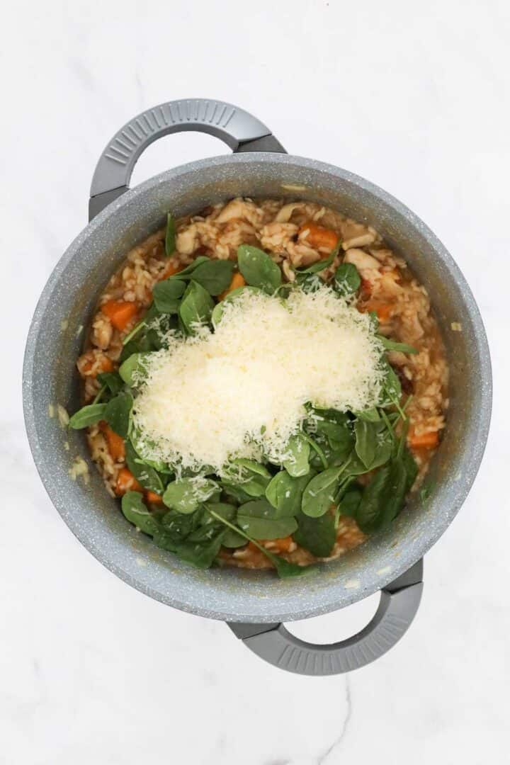 Creamy Chicken Pumpkin Risotto | Sun-dried Tomatoes, & Spinach - Bake ...