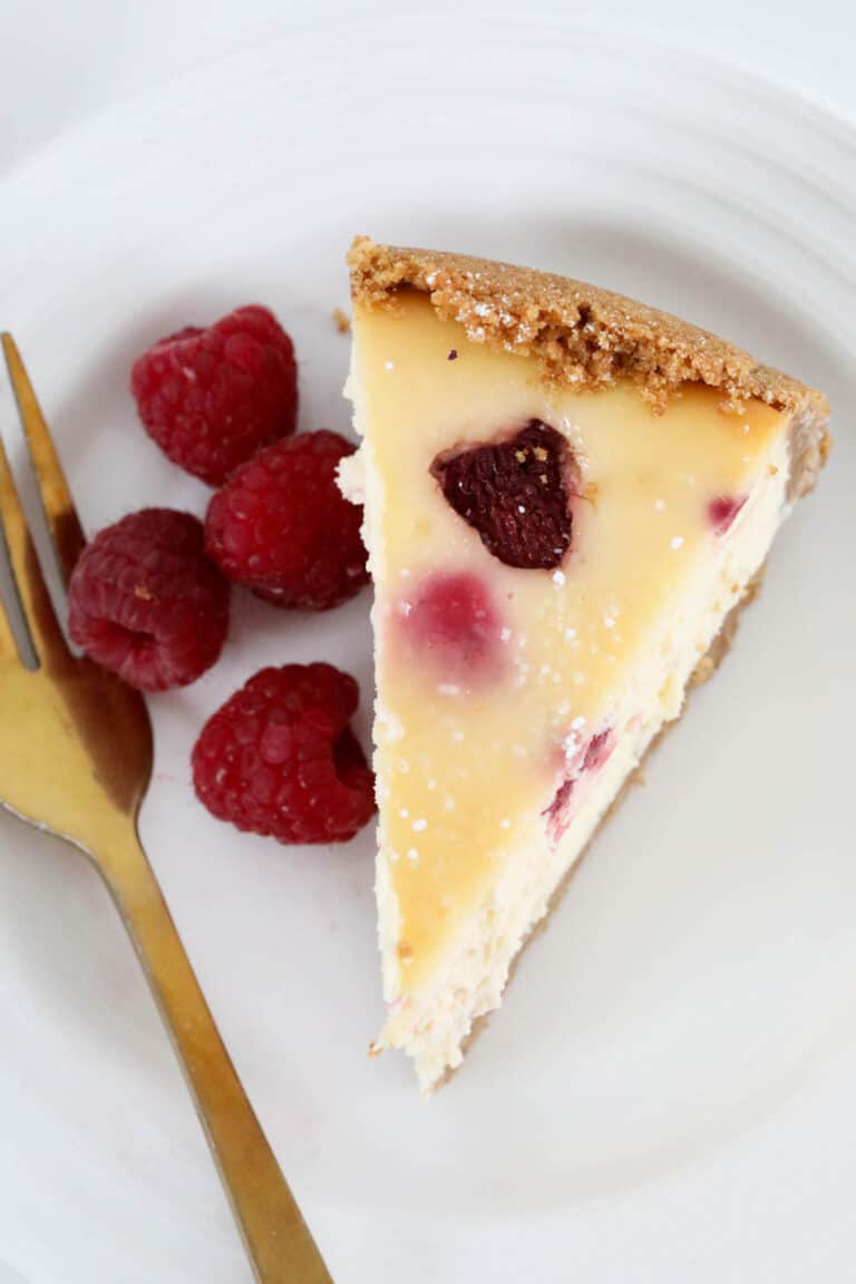 The ULTIMATE Raspberry Baked Cheesecake Recipe! - Bake Play Smile