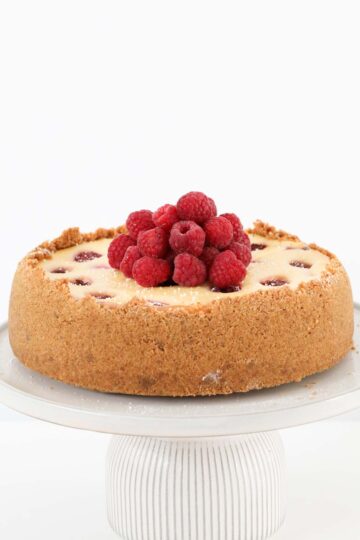 The ULTIMATE Raspberry Baked Cheesecake Recipe! - Bake Play Smile