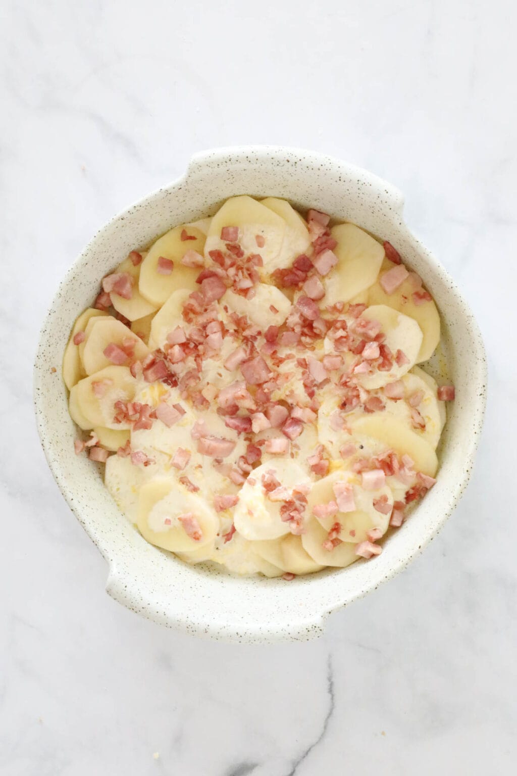 Creamy & Cheesy Potato And Bacon Bake - Bake Play Smile