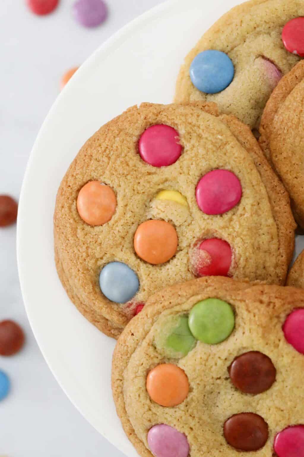 Soft & Chewy Smarties Cookies - Bake Play Smile