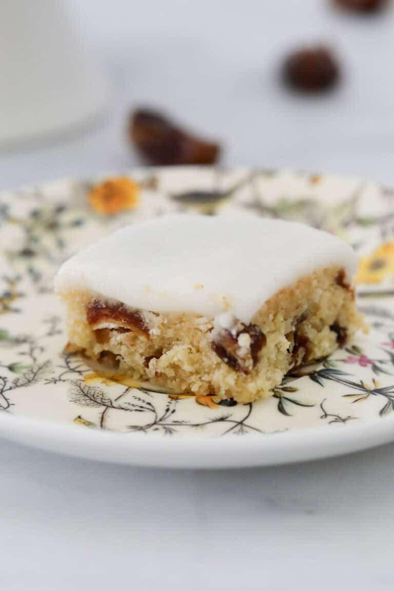 Baked Date Slice with Lemon Icing - Bake Play Smile
