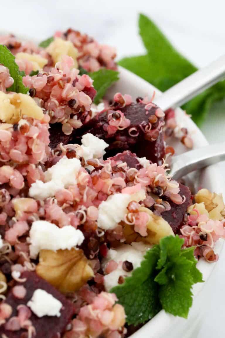 Beetroot and Quinoa Salad with Walnuts, Mint & Feta - Bake Play Smile