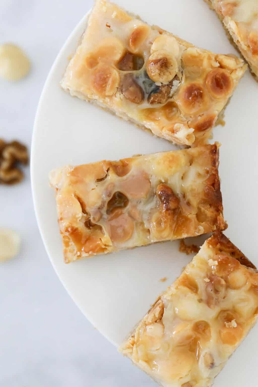 Chewy Caramel Nut Slice Recipe - Bake Play Smile
