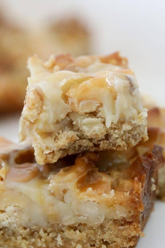 Chewy Caramel Nut Slice Recipe - Bake Play Smile