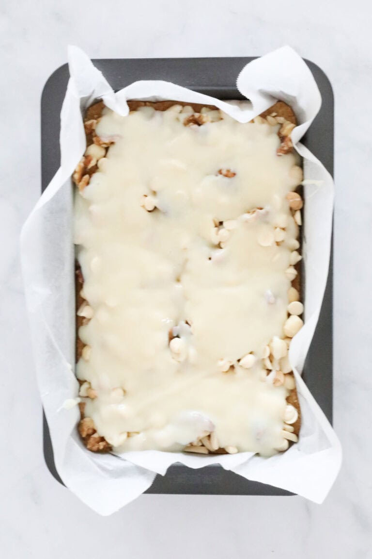 Chewy Caramel Nut Slice Recipe - Bake Play Smile