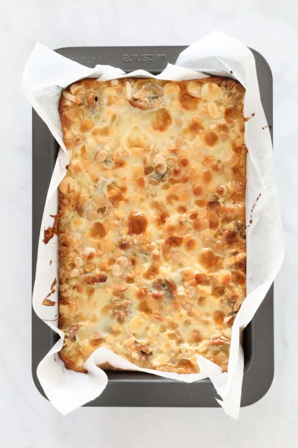 Chewy Caramel Nut Slice Recipe - Bake Play Smile