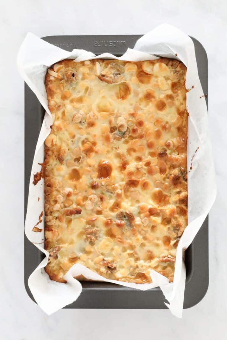 Chewy Caramel Nut Slice Recipe - Bake Play Smile