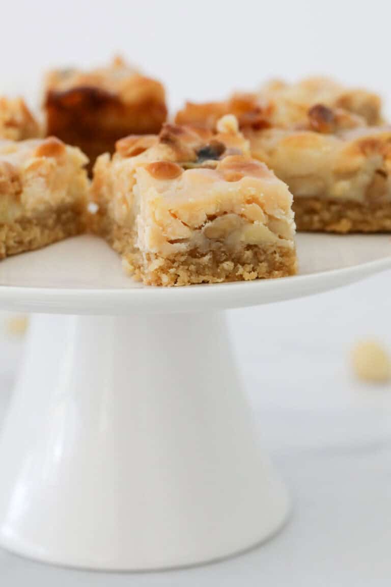 Chewy Caramel Nut Slice Recipe - Bake Play Smile