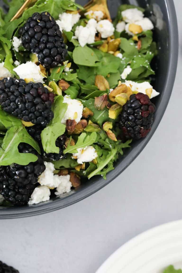 Blackberry, Goats Cheese, Pistachio & Rocket Salad Recipe - Bake Play Smile