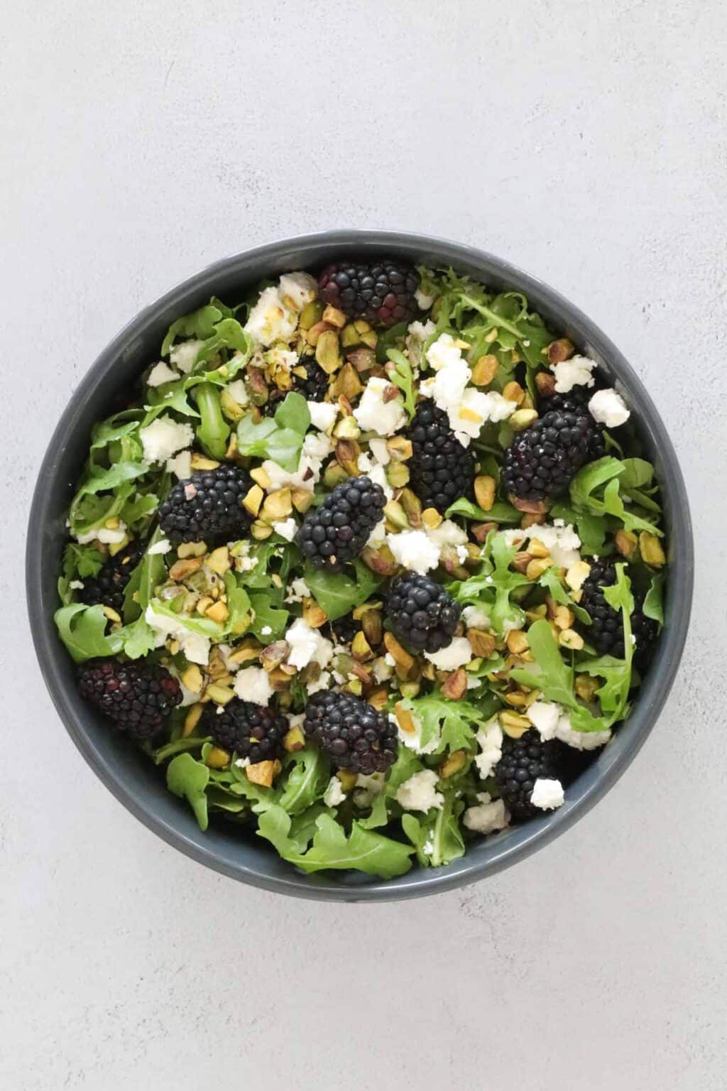 Blackberry, Goats Cheese, Pistachio & Rocket Salad Recipe - Bake Play Smile