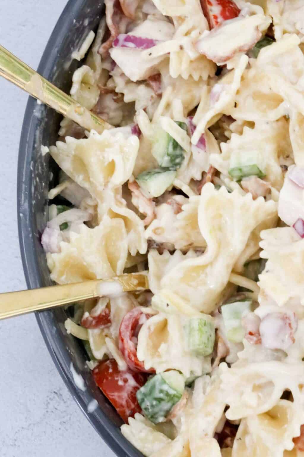 Chicken Bacon Ranch Pasta Salad - Bake Play Smile